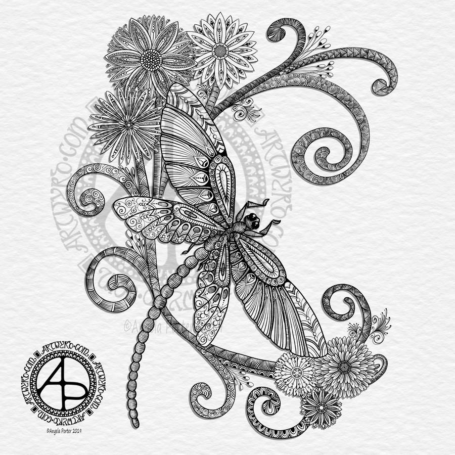 Fly Away 2019 – re-imagined entangled dragonfly drawing – Art is the ...